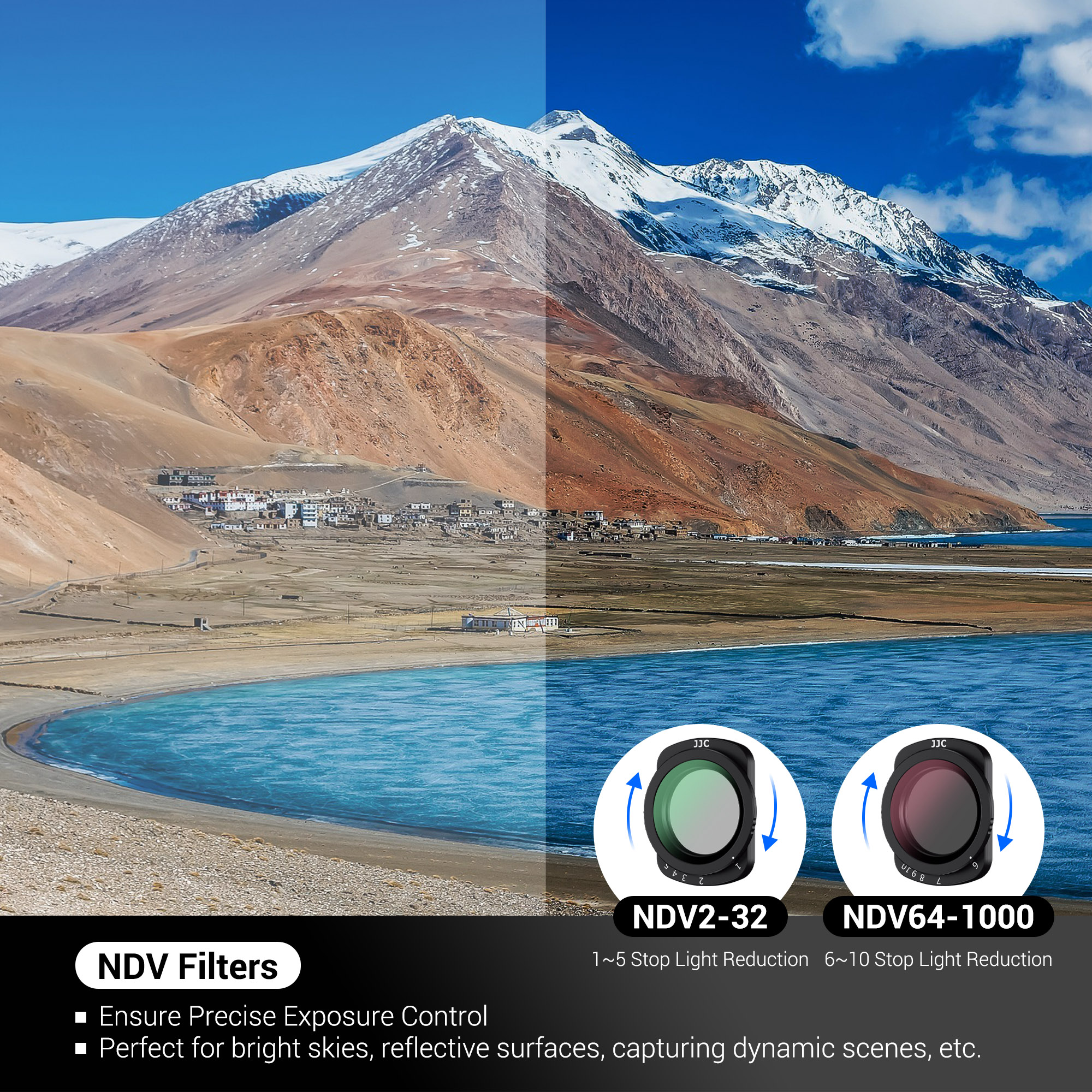 JJC ND/NDV/CPL/1/4 Black Mist Filter Set for DJI Osmo Pocket 3 Camera ...