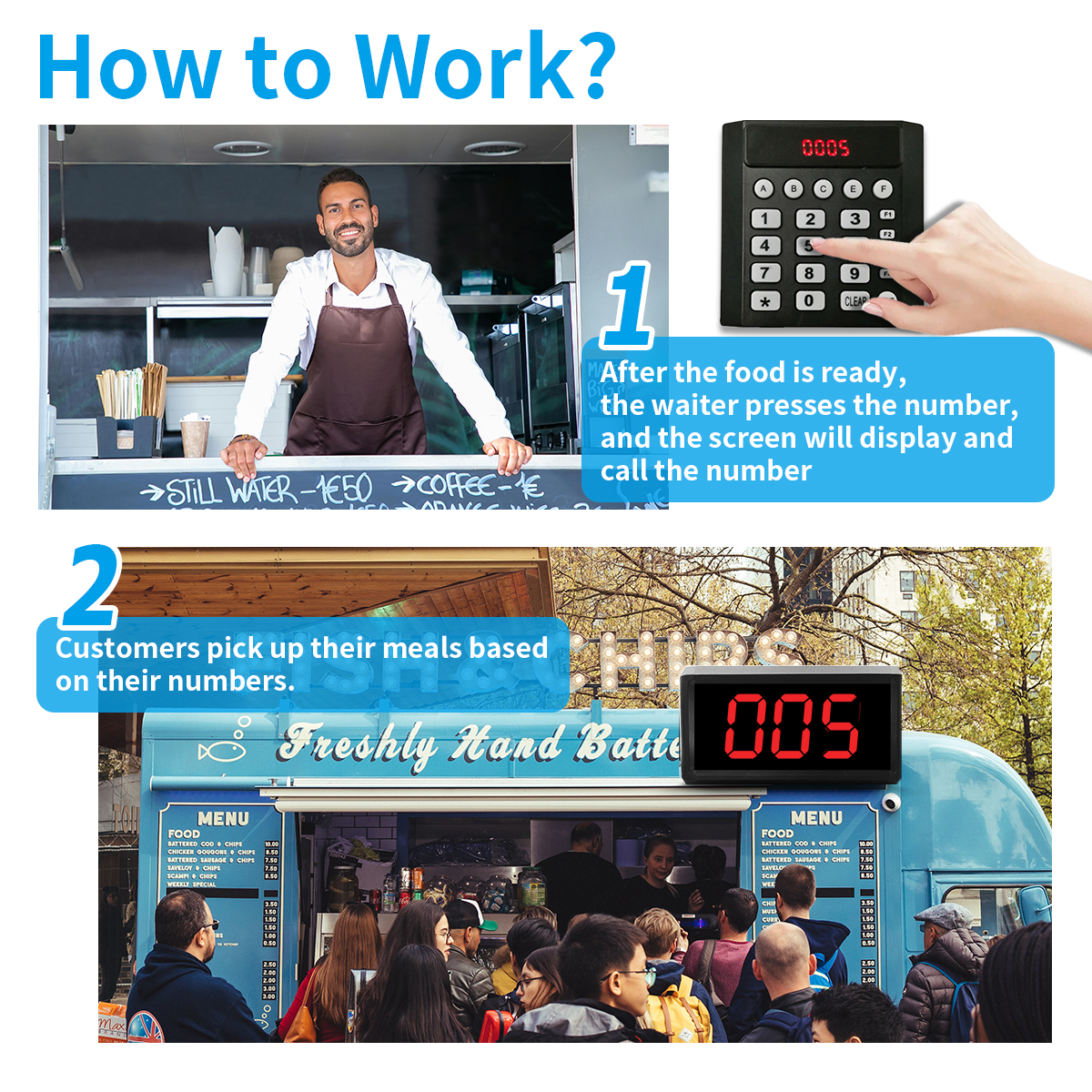 Queue calling machine for Restaurant/Food Truck/Clinic Pager Long range ...