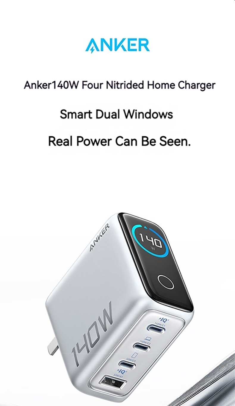 Anker GaN 140W Charger with Screen Display Fast Charger First Ai ...