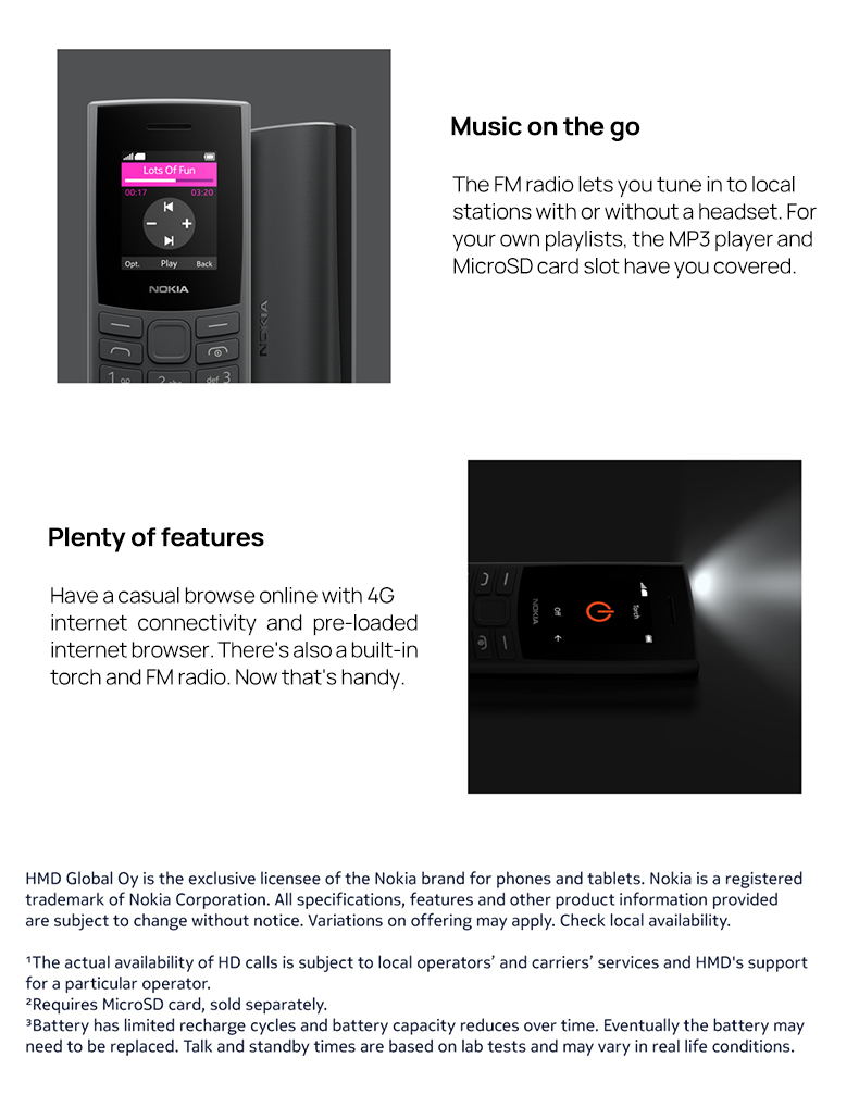 Nokia 105 2G/4G Keypad Basic Phone 1.8'' Screen Dual Sim 22 Days Long Standby 1 Year Warranty ...