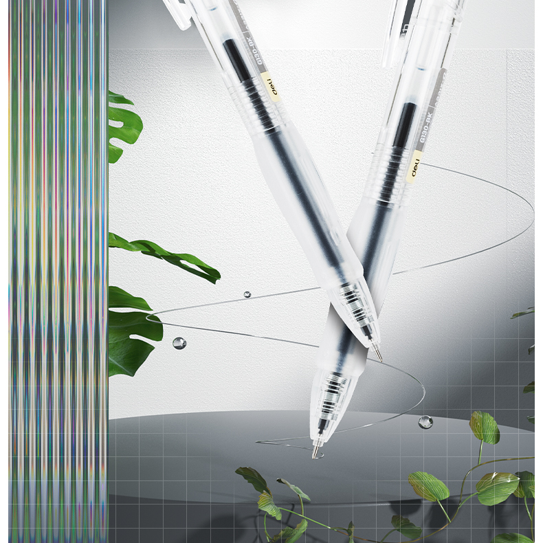 Deli 12Pcs SA130 Press Ballpen 0.35mm Black Quick-Drying Gel Pen School ...