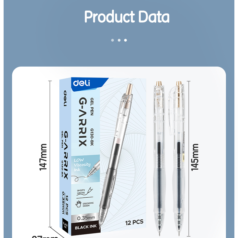 Deli 0.35mm Ballpen Gel Pen Black Quick-Drying Writing Pen For Text School Supplies SA130 ...