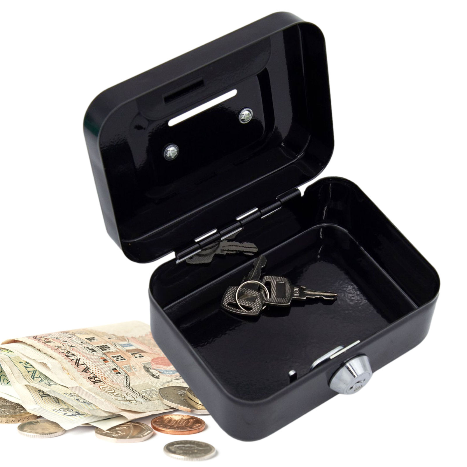 20CM Cash box with lock Money Lock Box Security Box Safe Lock Box Mini ...