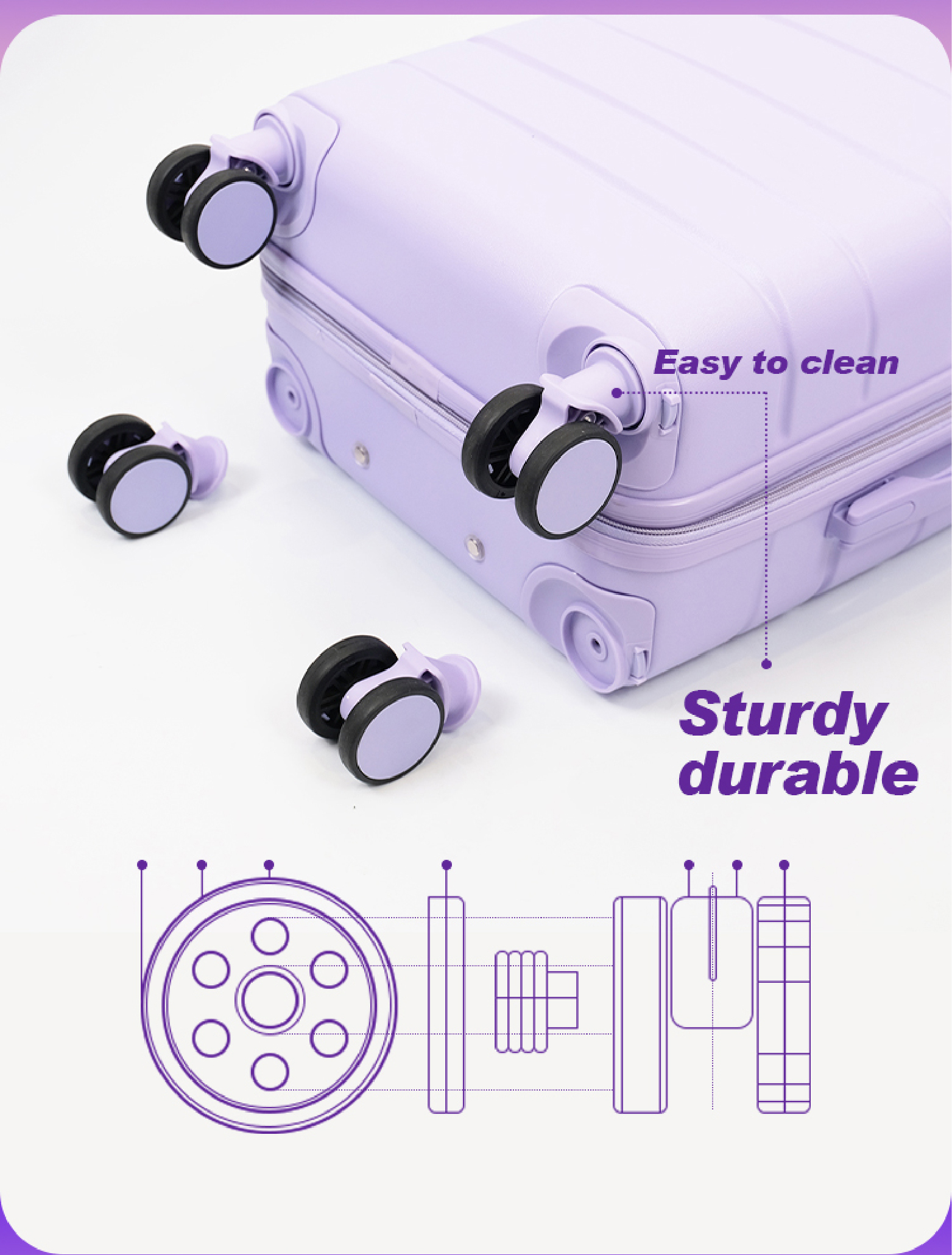 T.Partner [Removable Wheels] ECO SERIES Lightweight Waterproof Suitcase ...