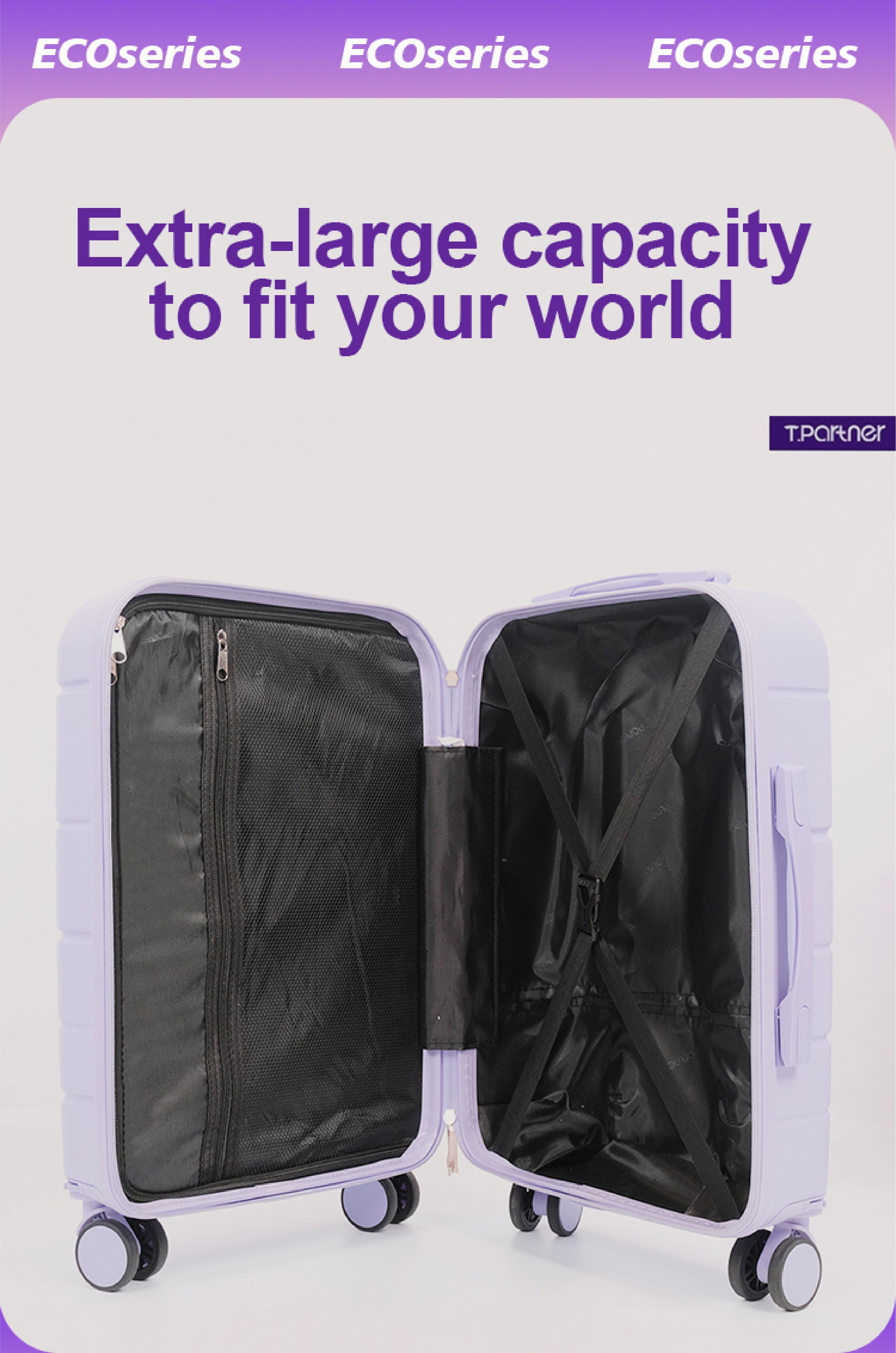 T.Partner [Removable Wheels] ECO SERIES Lightweight Waterproof Suitcase ...