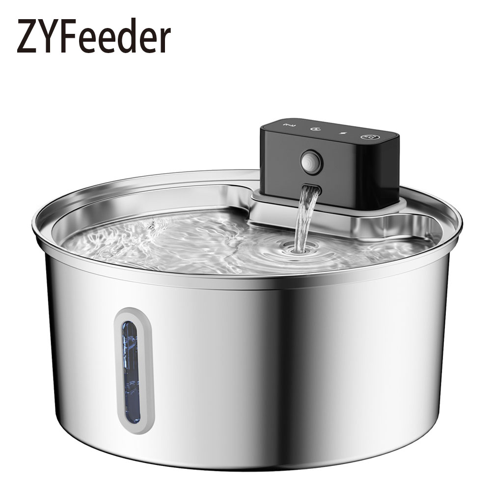 3.2L/108oz Wireless Charging Sensor Cat Water Feeder Stainless Steel ...