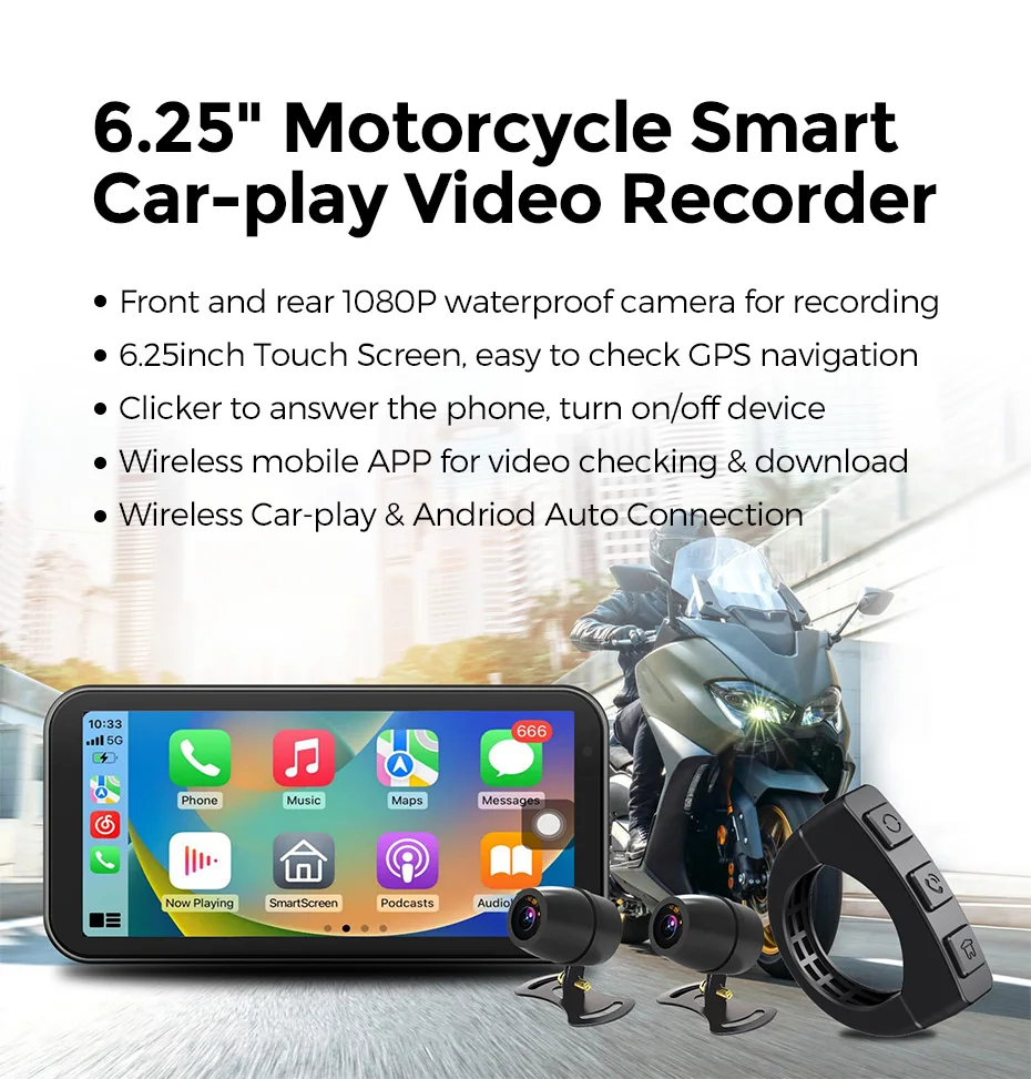 Portable 6.25 inch IP67 Waterproof Motorcycle GPS Navigation Wireless ...