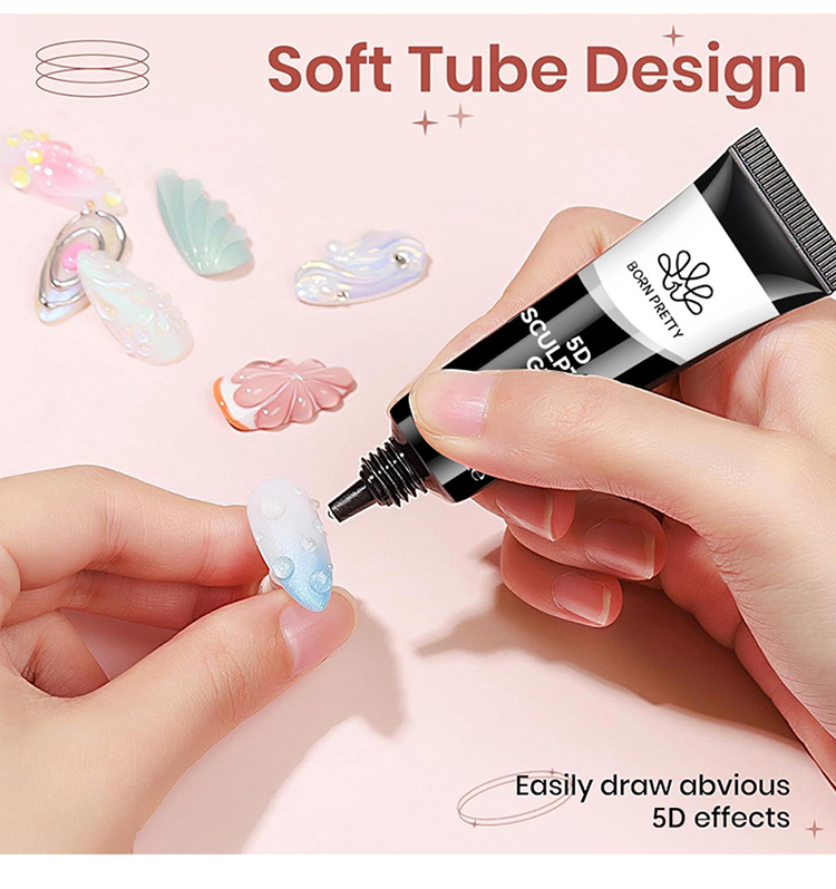 BORN PRETTY 5D Sculpting Gel Polish Clear Solid Embossing Painting ...