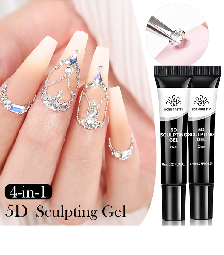BORN PRETTY 5D Sculpting Gel Polish Clear Solid Embossing Painting ...