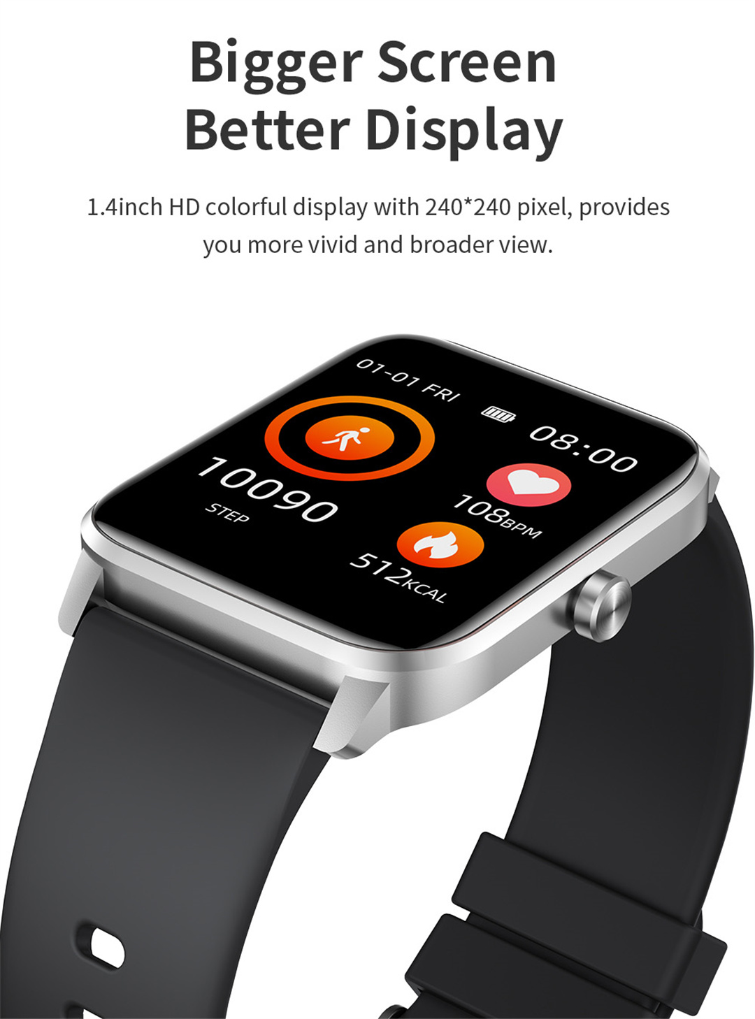 KINGWEAR KW22 Smart Bluetooth Watch With 1.4 inch TFT LCD Display ...