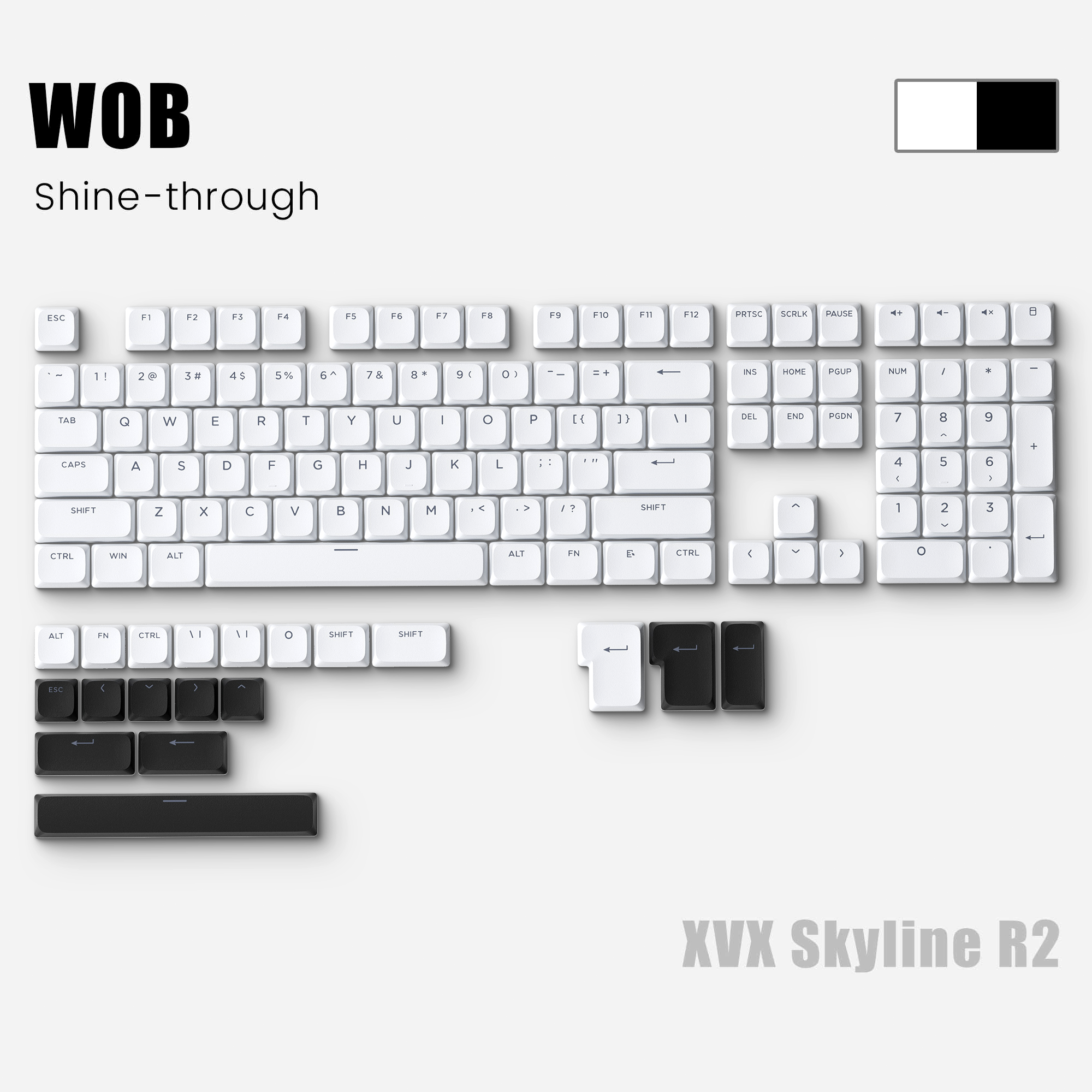XVX Skyline R2 - Low Profile Shine-through PBT Double-shot Keycap 127 ...