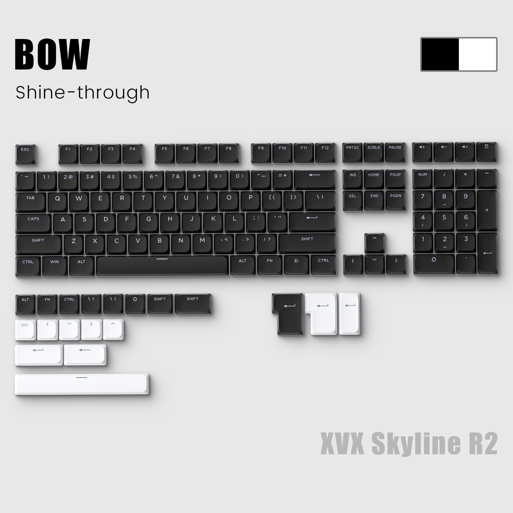 XVX Skyline R2 - Low Profile Shine-through PBT Double-shot Keycap 127 ...