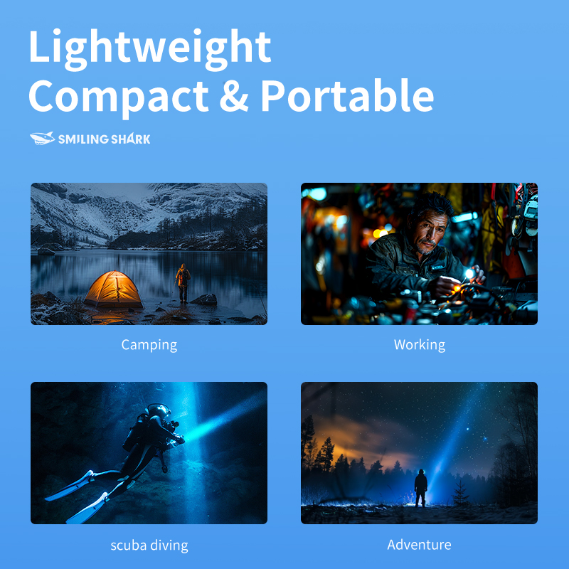 SMILINGSHARK Diving Flashlight IPX8 Waterproof Scuba Dive Flash Light ...