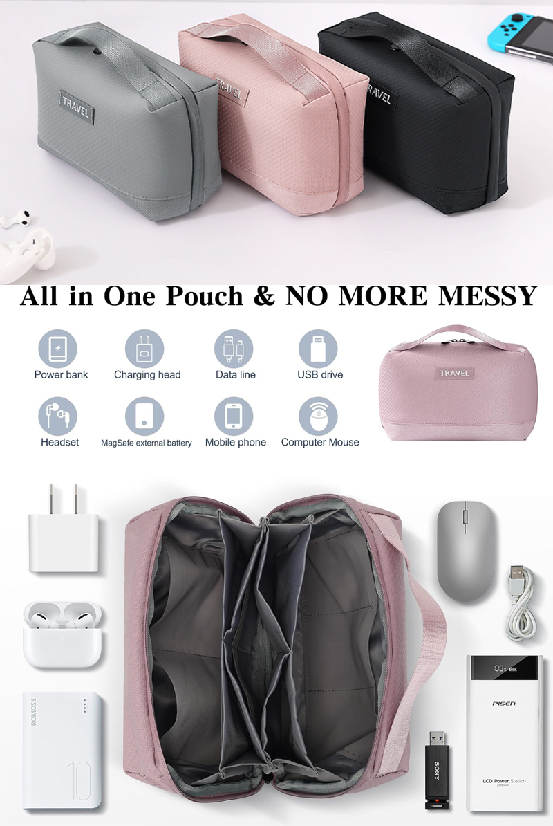 Electronic Organizer Travel Cord Organizer Tech Pouch for Power Bank ...