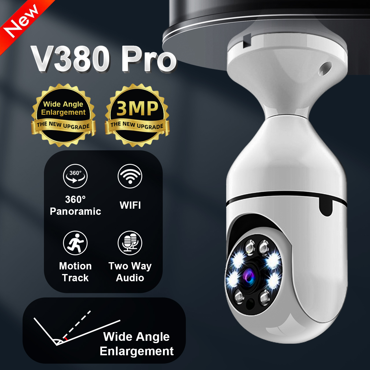 【Upgraded version】V380 Pro 3 Megapixels Bulb CCTV Camera For Home Security Full Color HD Night ...