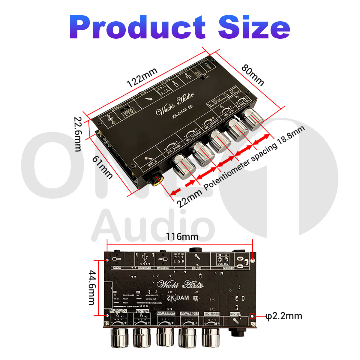 OneAudio Authentic ZK-DAM H1 Reverberation Board Front Stage Effector Microphone Karaoke with ...