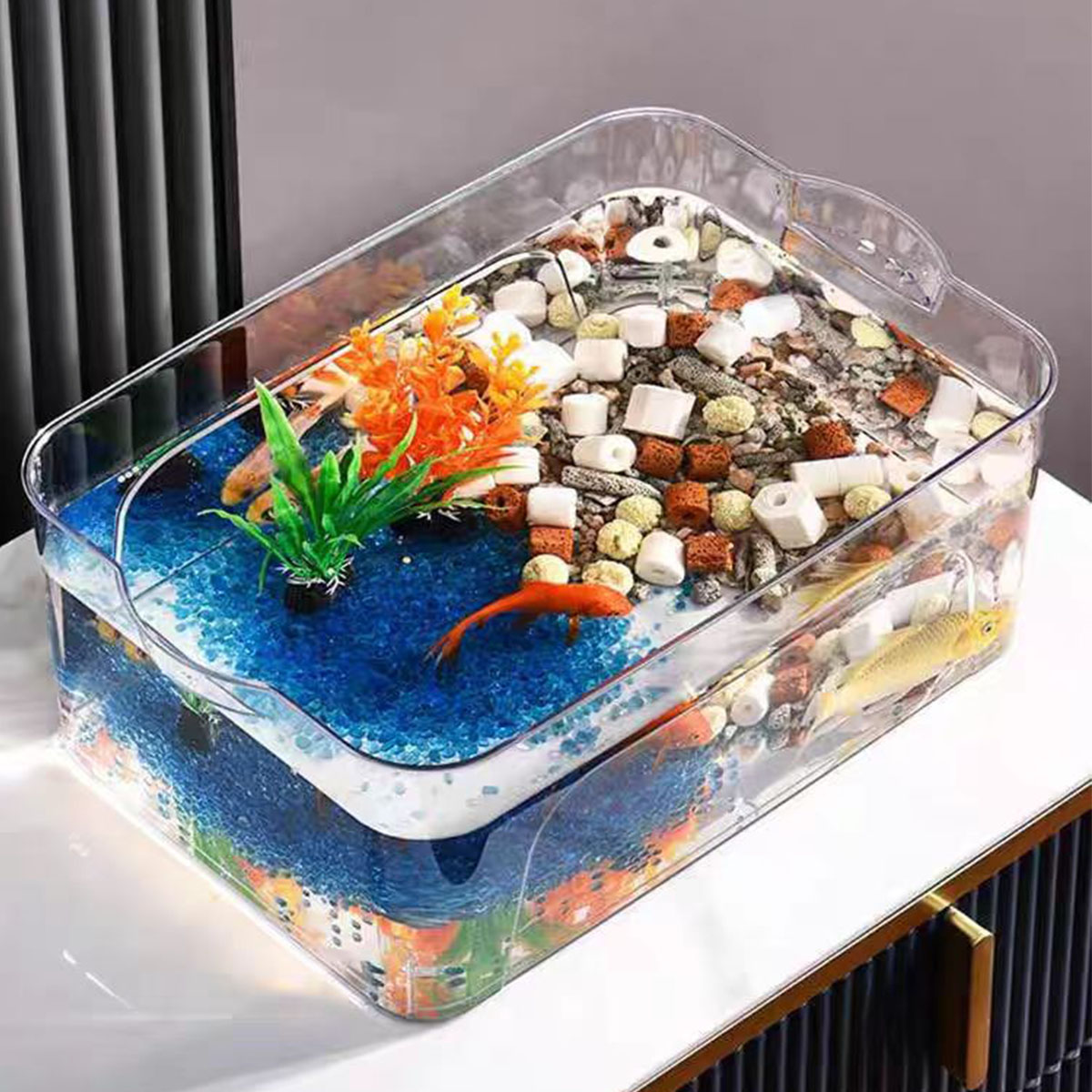 Transparent Ecological Fish Tank Home Desktop living room plastic ...