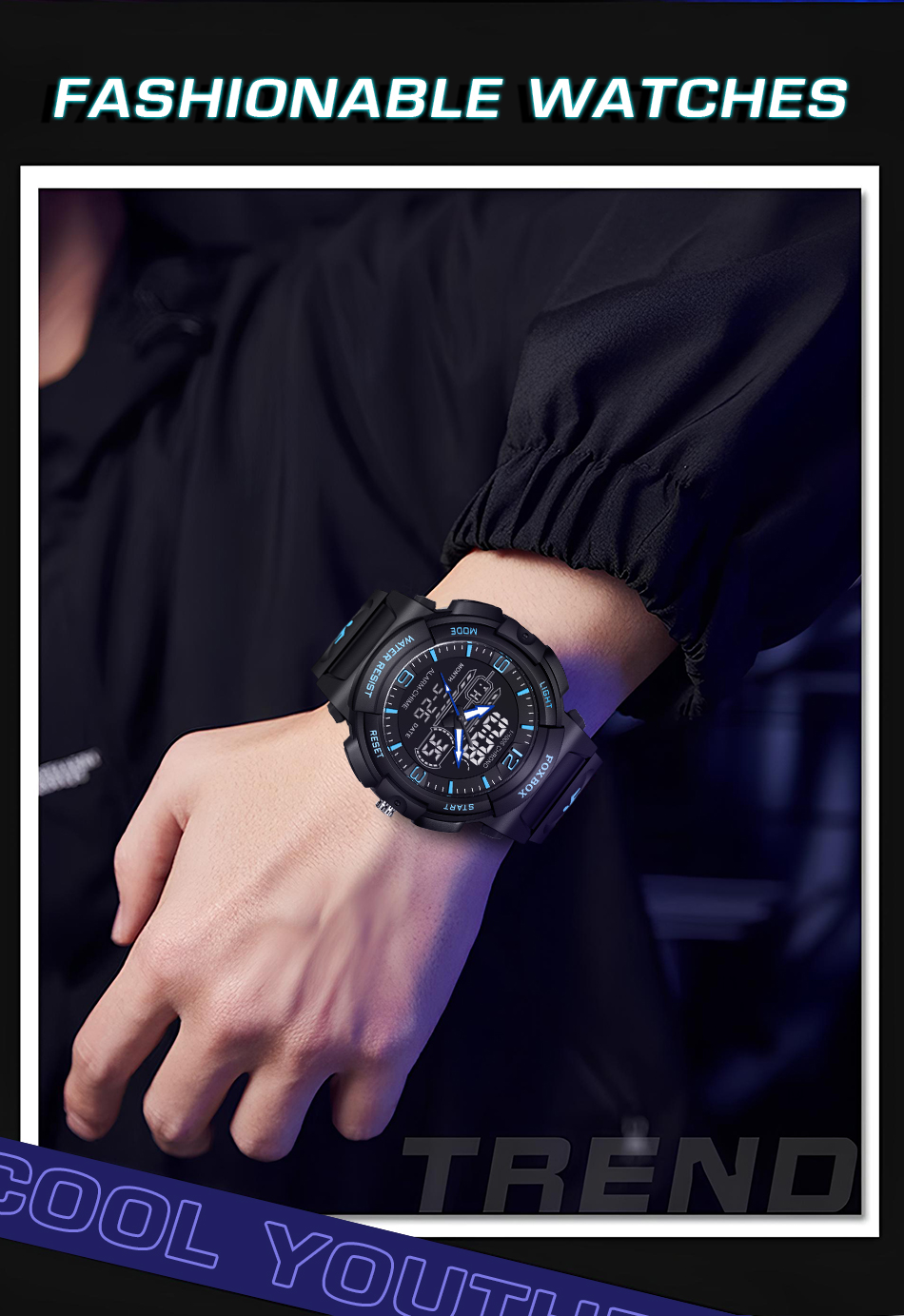 LIGE Official Digital Luminous Watch Sport Waterproof Relo 50M Dual ...