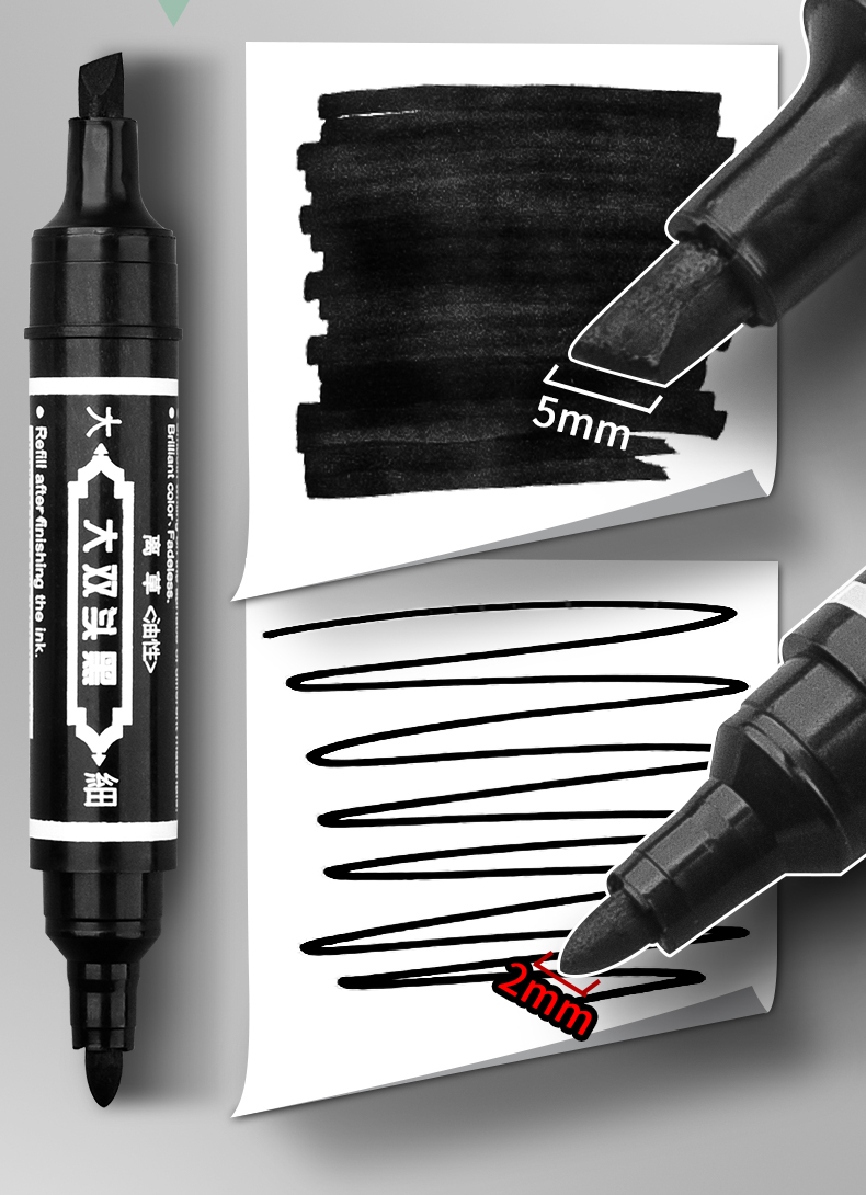 Giant Double Head Permanent Marker pen set Waterproof black Oily Ink ...