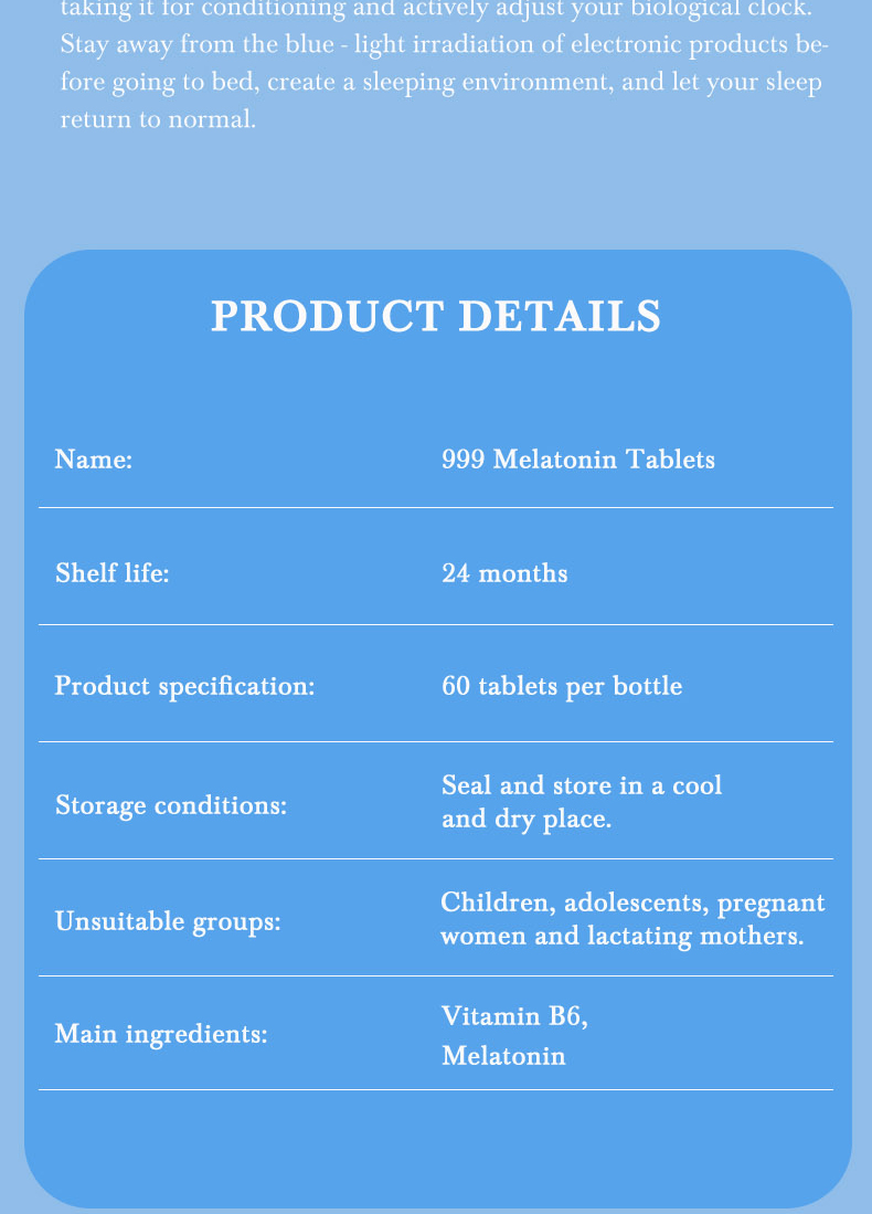 999 Melatonin for Adults Vitamin B6 Sleep Aid Sleep/Anti Anxiety/Depression Relieve/Sleeping ...