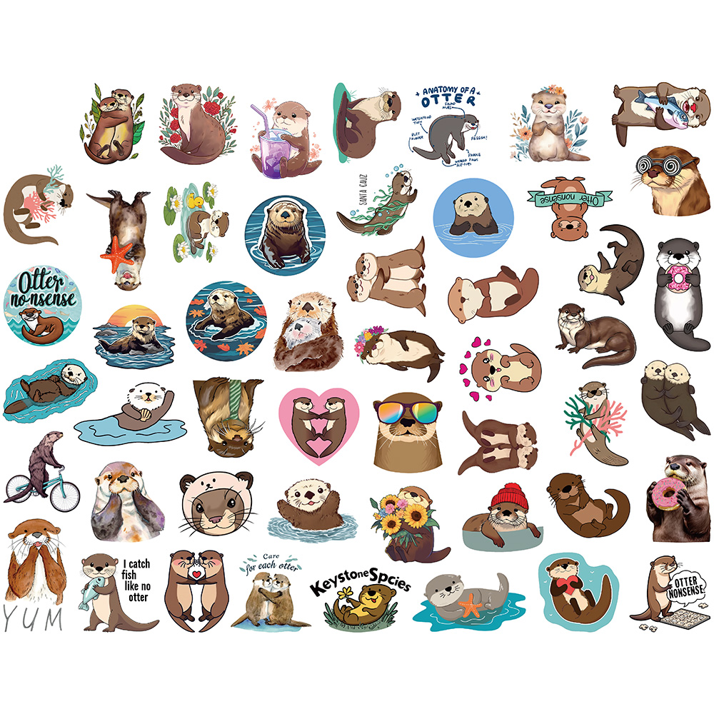 [Large Sticker]50pcs Cute Animal Cartoon Otter Stickers DIY Phone ...
