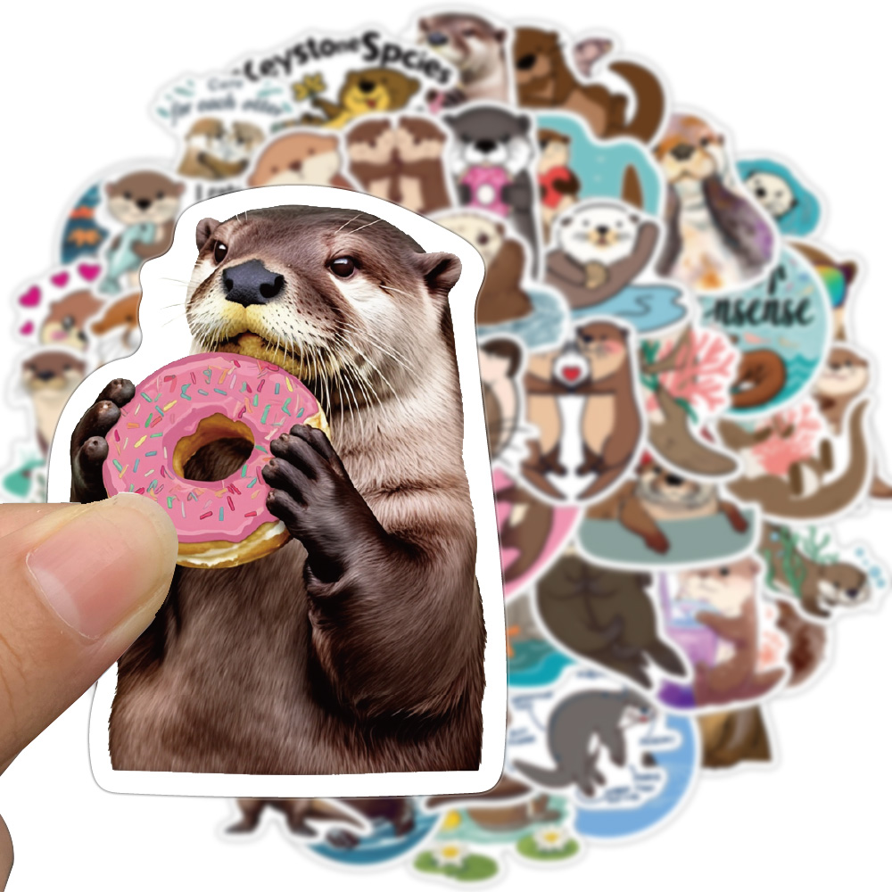 [Large Sticker]50pcs Cute Animal Cartoon Otter Stickers DIY Phone ...