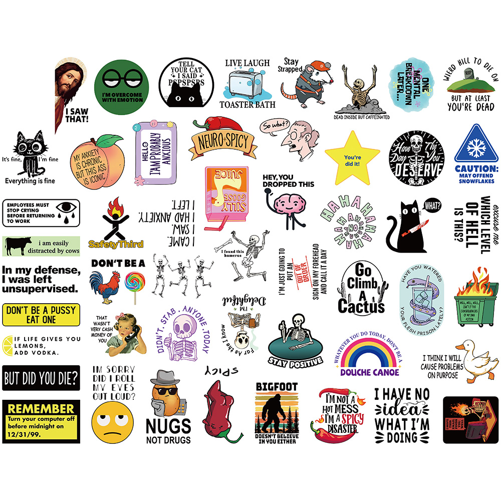 [Large Sticker]50pcs Snarky MEME Stickers Cartoon Graffiti Aesthetic ...