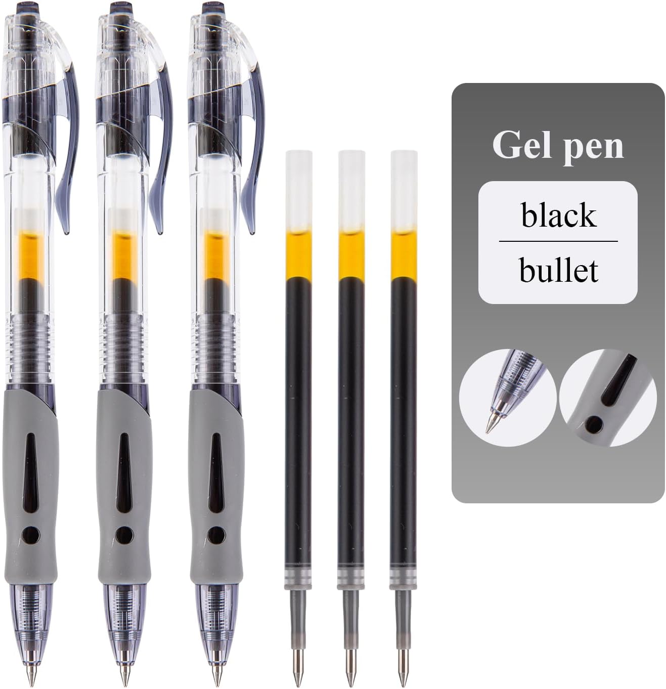 Press Ballpen Gel Pen 0.5mm Black Ink Sign Writing Pen School Office ...