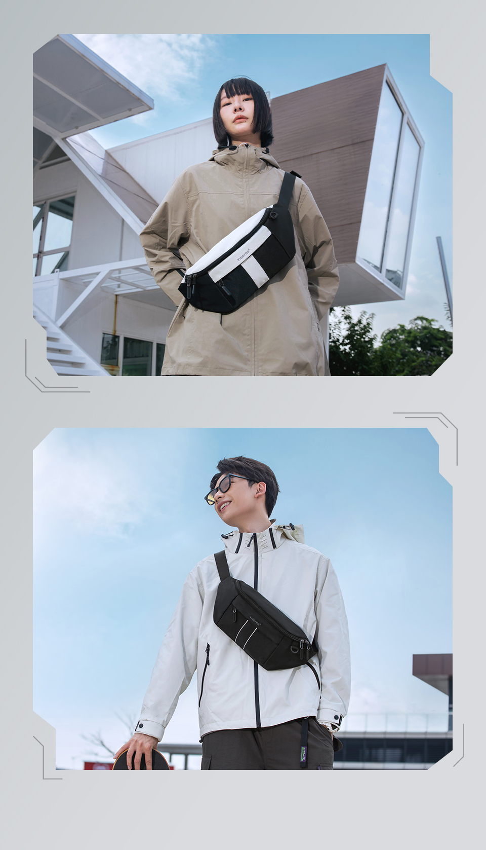 TIGERNU 81012 Wear-resistant Fashion Lightweight Crossbody Shoulder bag 8.3inch tablet Waist bag ...