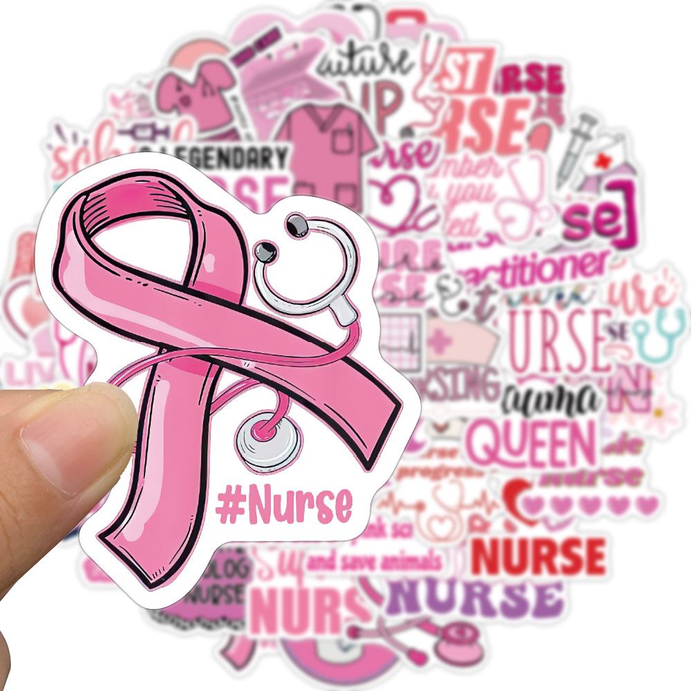 [Large Sticker]50PCS Pink Nurse Nurses' Day Graffiti Stickers Decorate ...