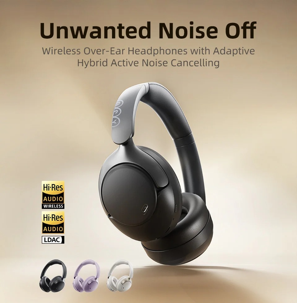 QCY H3 Pro ANC Bluetooth 5.4 Wireless Headphone Hi-Res LDAC Audio ...
