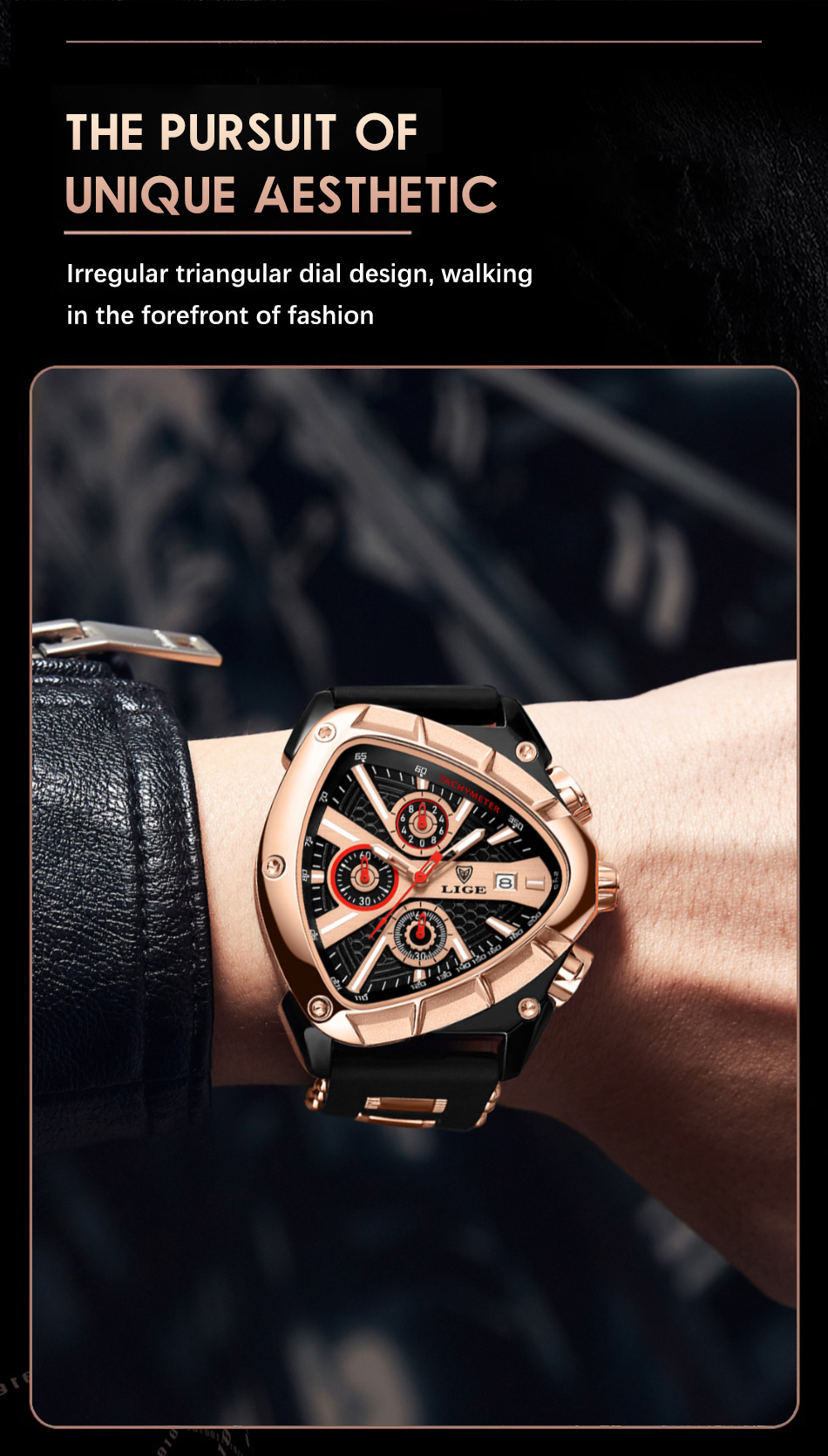 LIGE Men Watch Fashion Triangle Chronograph Sport Army Waterproof Men ...