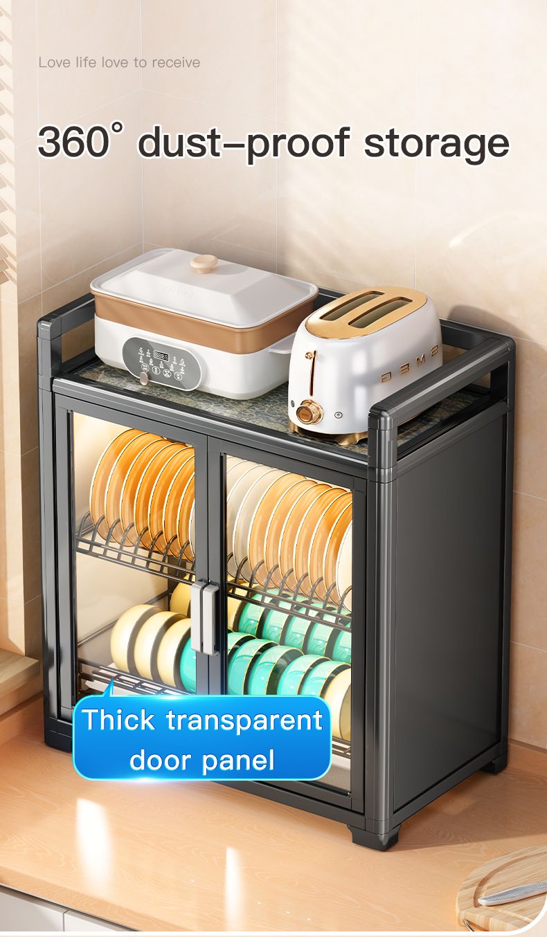 Tempered Glass Kitchen Cupboard No Screw Assembly Dish Rack Plate ...