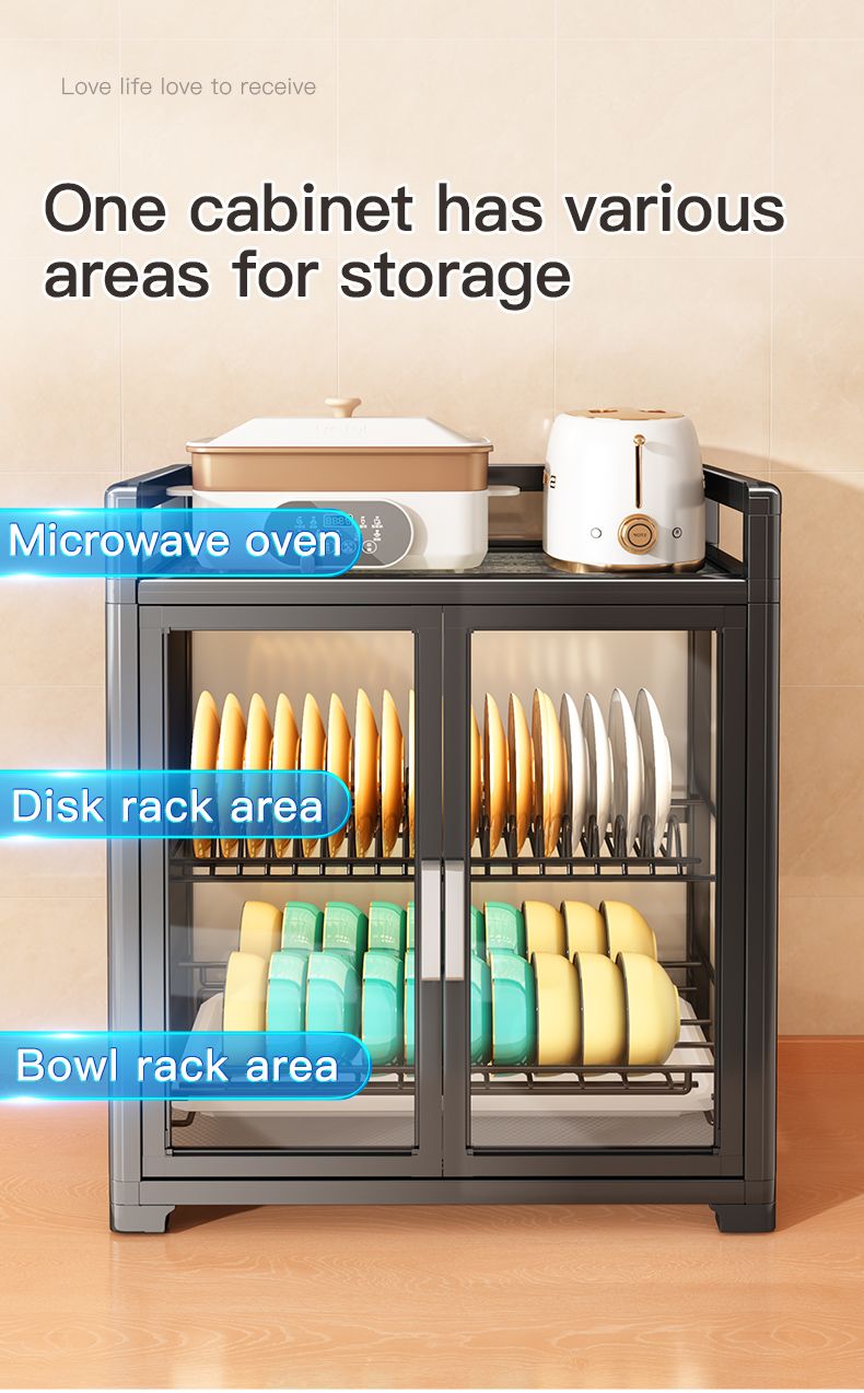 Tempered Glass Kitchen Cupboard No Screw Assembly Dish Rack Plate ...