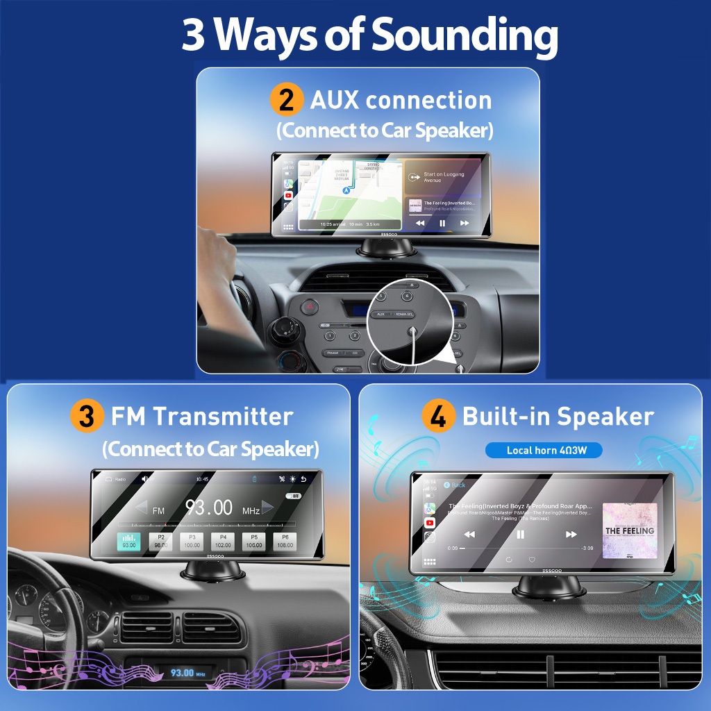 ESSGOO CarPlay Android Auto Car Radio Multimedia Video Player 7inch ...