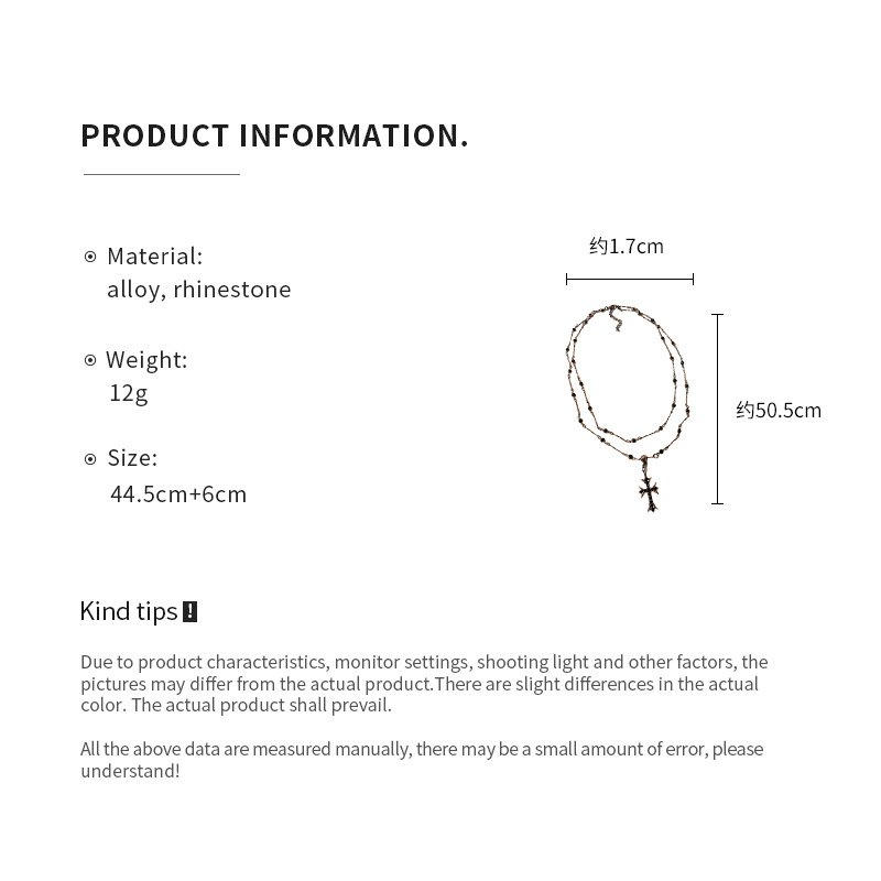 Europe and the United States double diamond cross pattern necklace ...