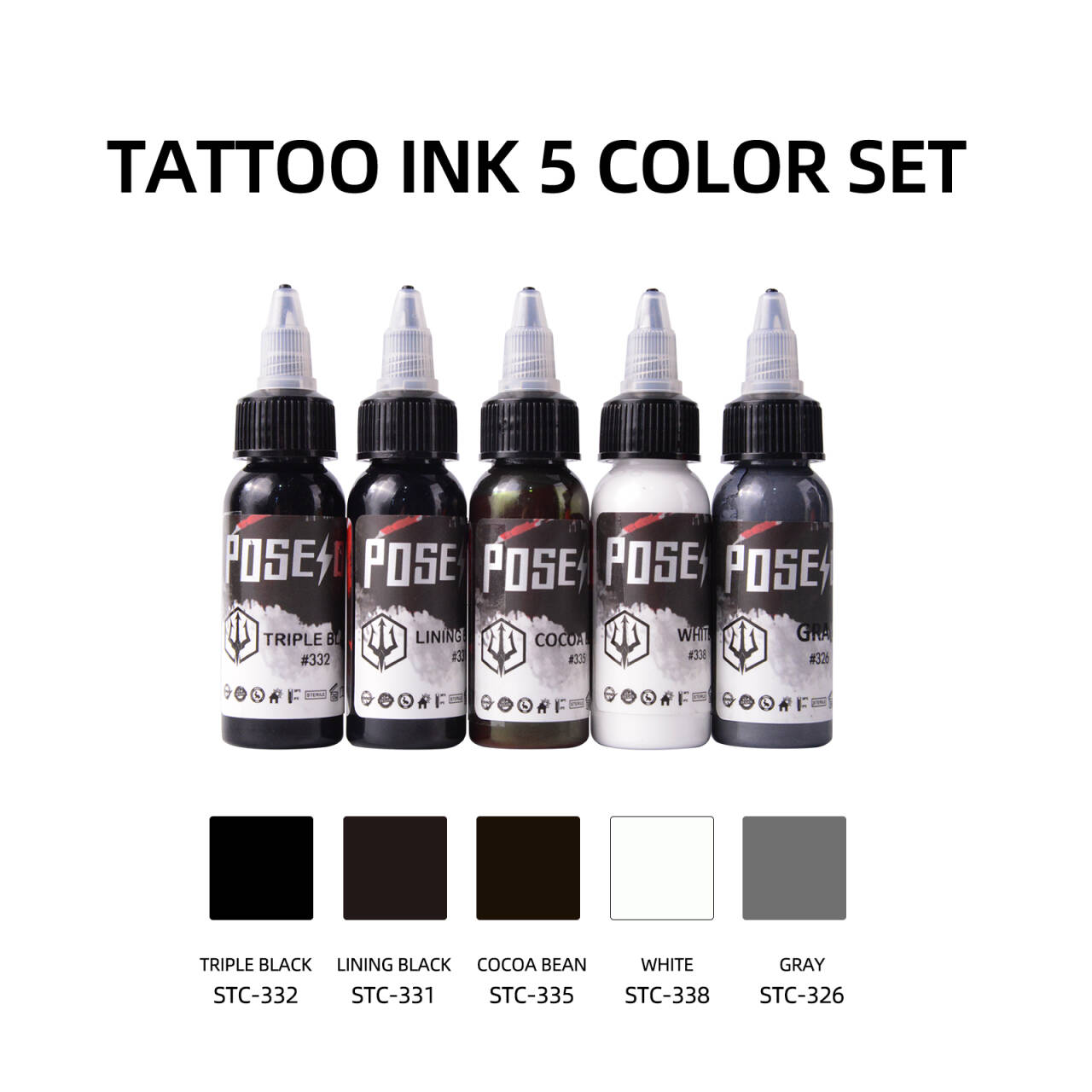 POSEIDON Tattoo Ink- 30ml 5 Colors Permanent Tattoo Ink, 1Oz Makeup ...