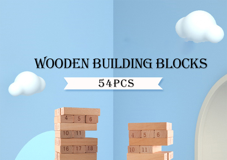 Wooden building game, 54 wooden building blocks, educational toys ...