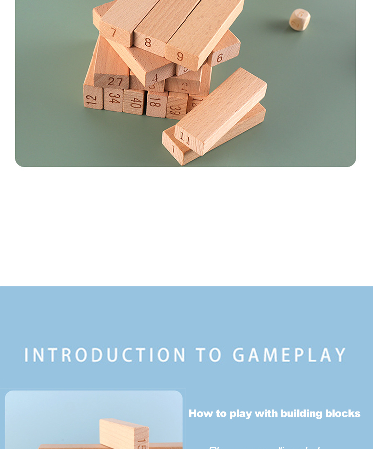 Wooden building game, 54 wooden building blocks, educational toys ...