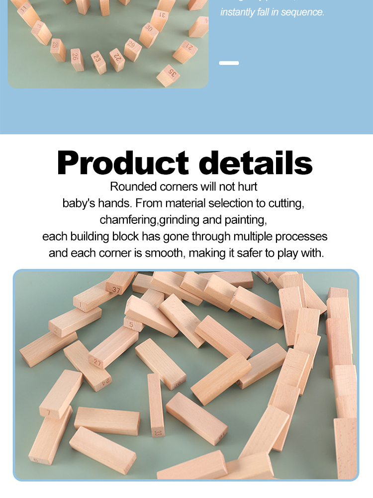 Wooden building game, 54 wooden building blocks, educational toys ...