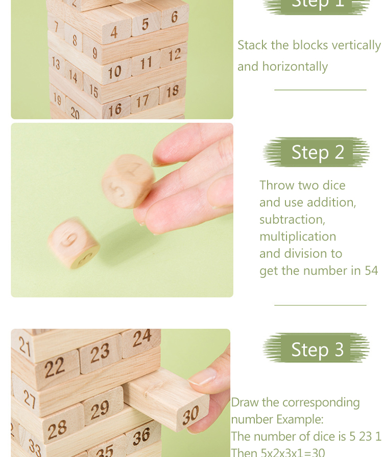 Wooden building game, 54 wooden building blocks, educational toys ...