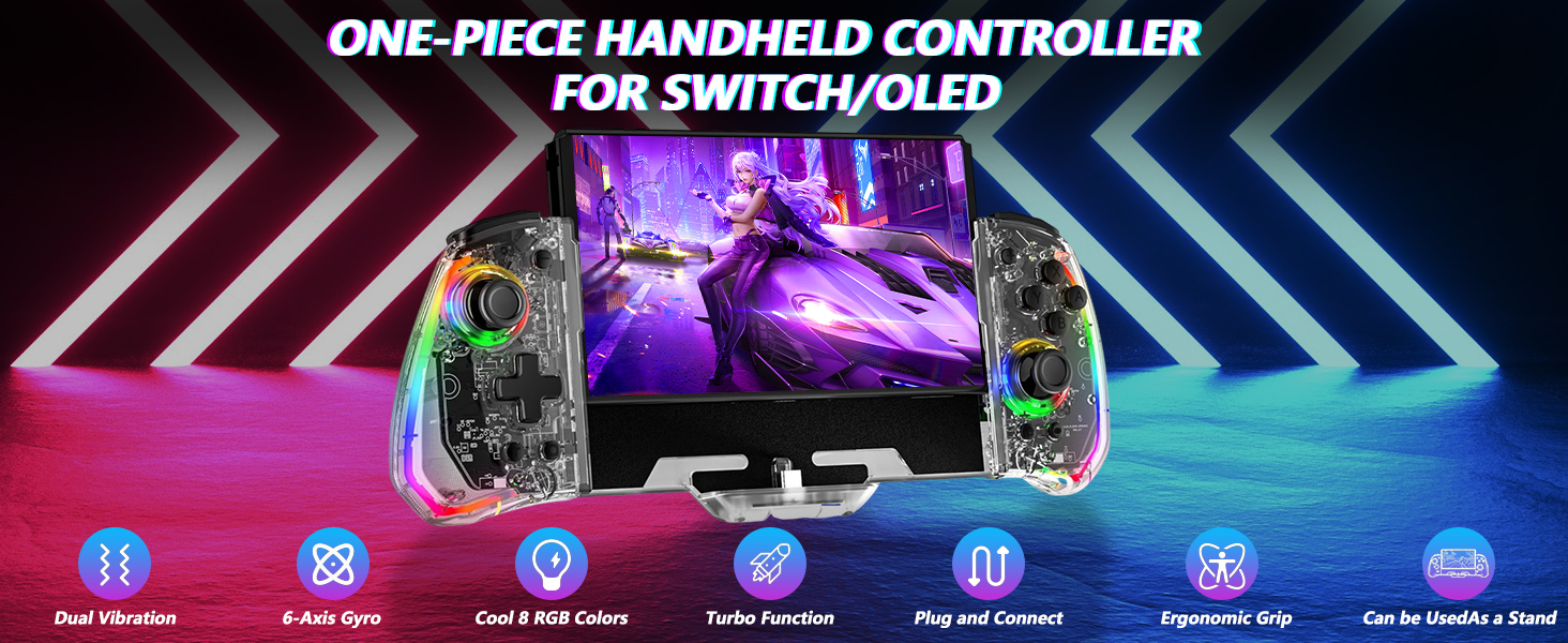 Switch Controller for Nintendo Switch/OLED, Full-Size Grip Ergonomic ...