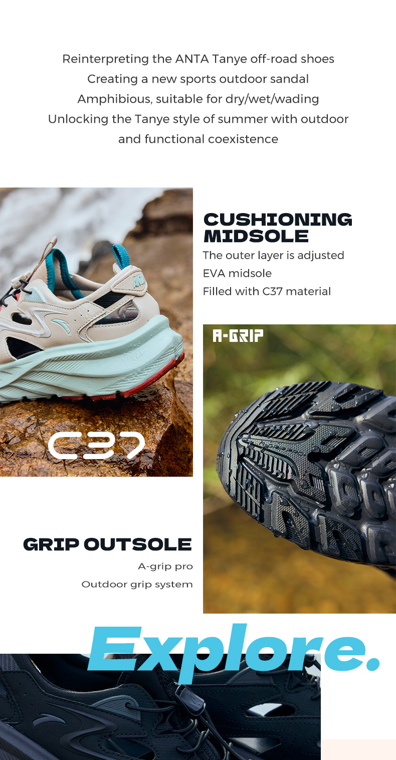 ANTA Men Wear-resistant Non-slip Durable Outdoor Sports Beach Sandals ...