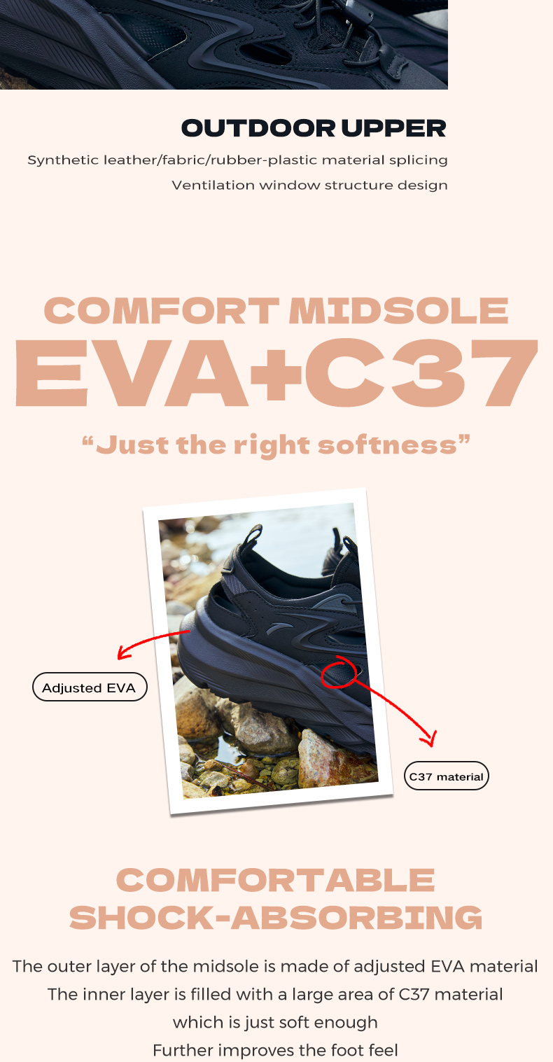 ANTA Men Wear-resistant Non-slip Durable Outdoor Sports Beach Sandals ...