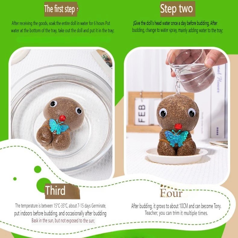 Buy 1 Take 1 Grass Head Room Decor Children Growing Grass Doll Toys ...