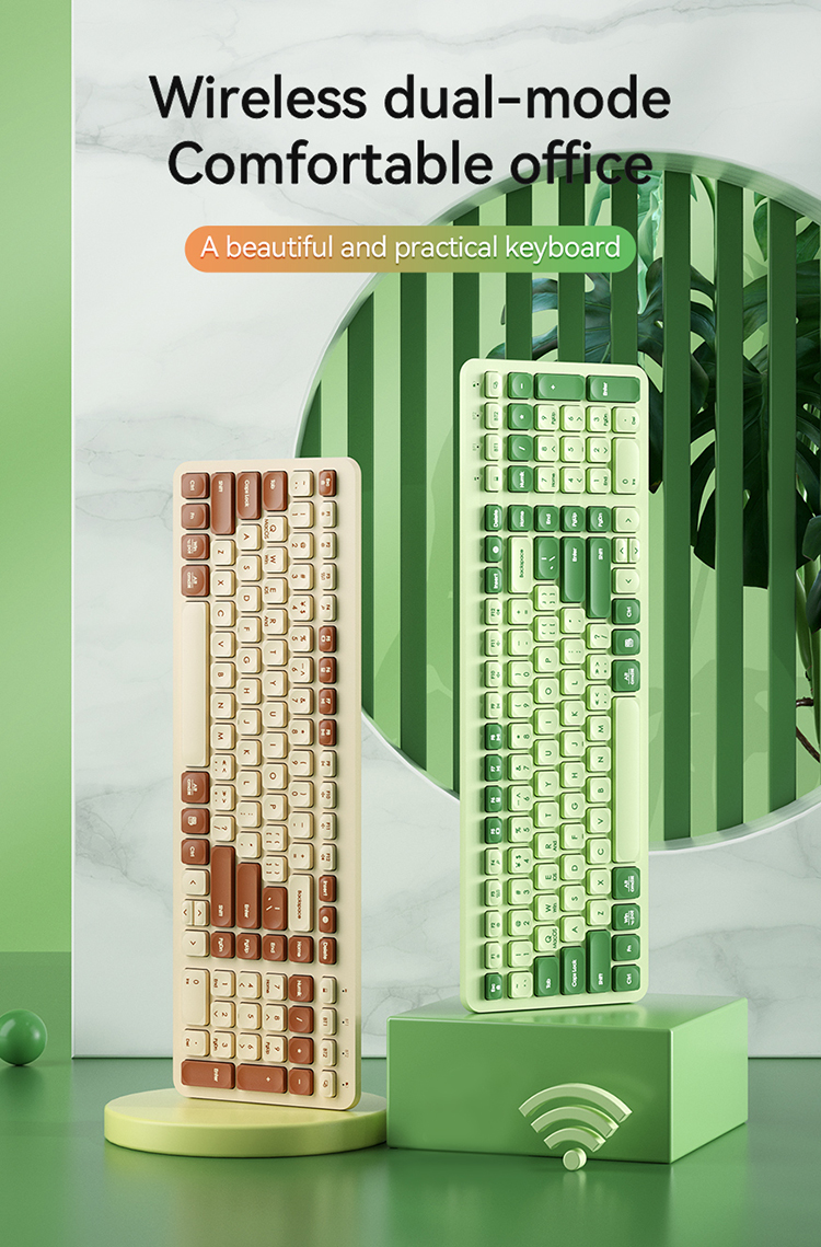 BOW K680D Wireless Bluetooth Dual-Mode Keyboard 106 Keys BT Silent Keys ...