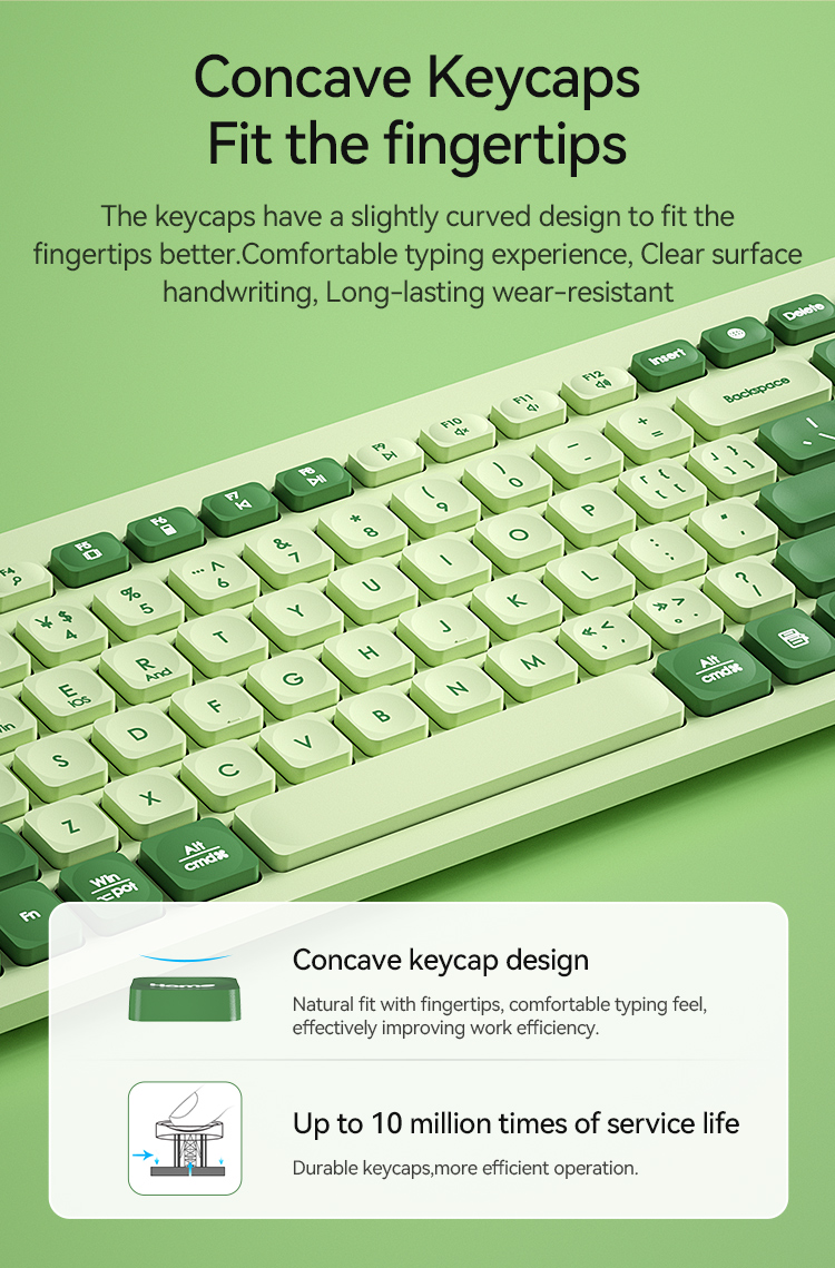 BOW K680D Wireless Bluetooth Dual-Mode Keyboard 106 Keys BT Silent Keys ...