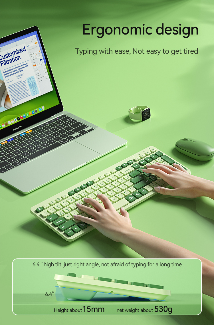 BOW K680D Wireless Bluetooth Dual-Mode Keyboard 106 Keys BT Silent Keys ...