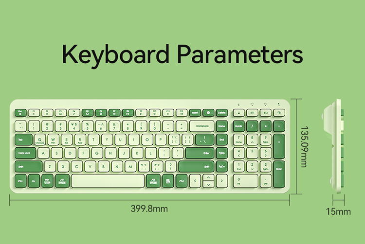 BOW K680D Wireless Bluetooth Dual-Mode Keyboard 106 Keys BT Silent Keys ...