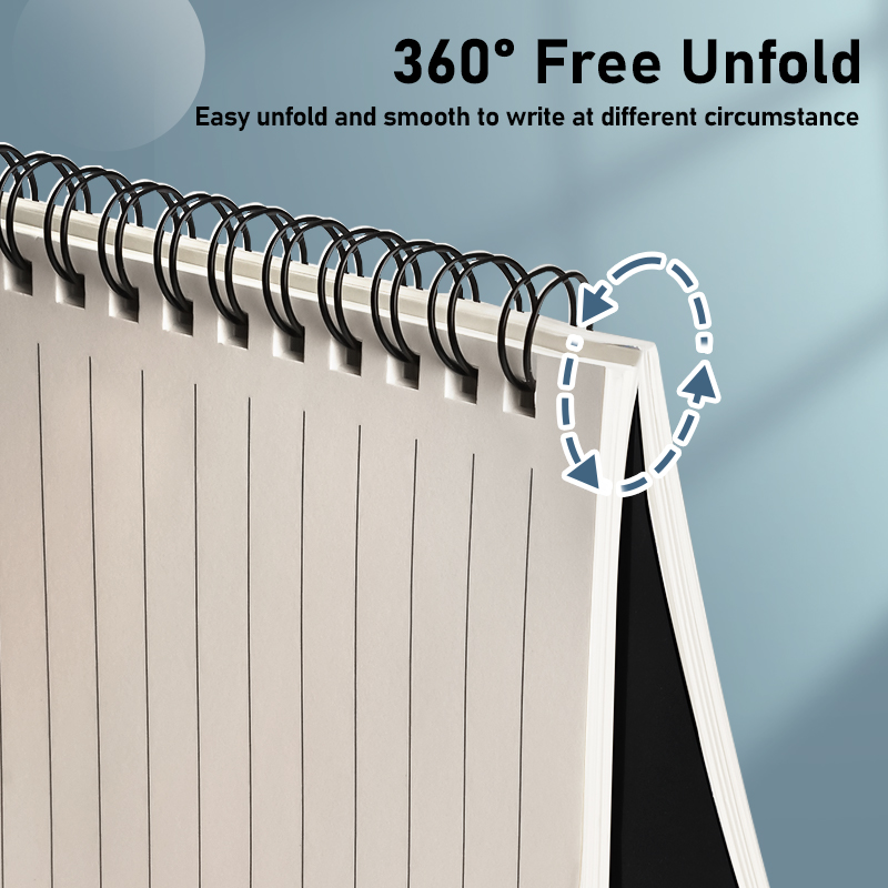 A5/B5 80Sheets DIY Black Cover Coil Notebook College Spiral Notepad ...